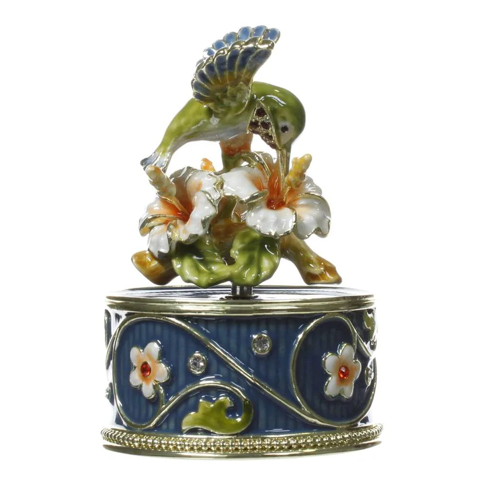 תיבת נגינה מעוטרת עם ציפור ופרחים - כריזמה