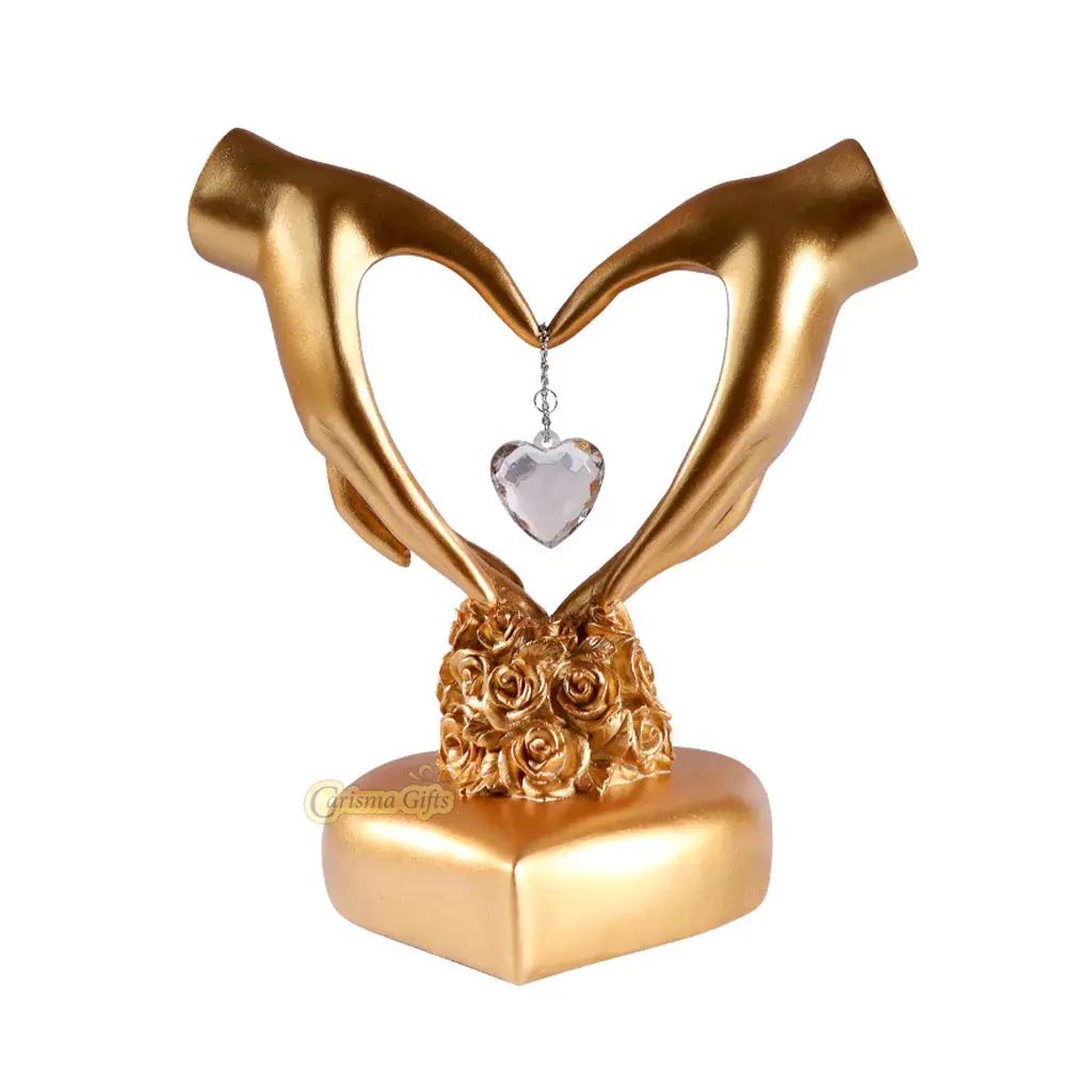פסל ידי אהבה עם ורדים מוזהב - כריזמה